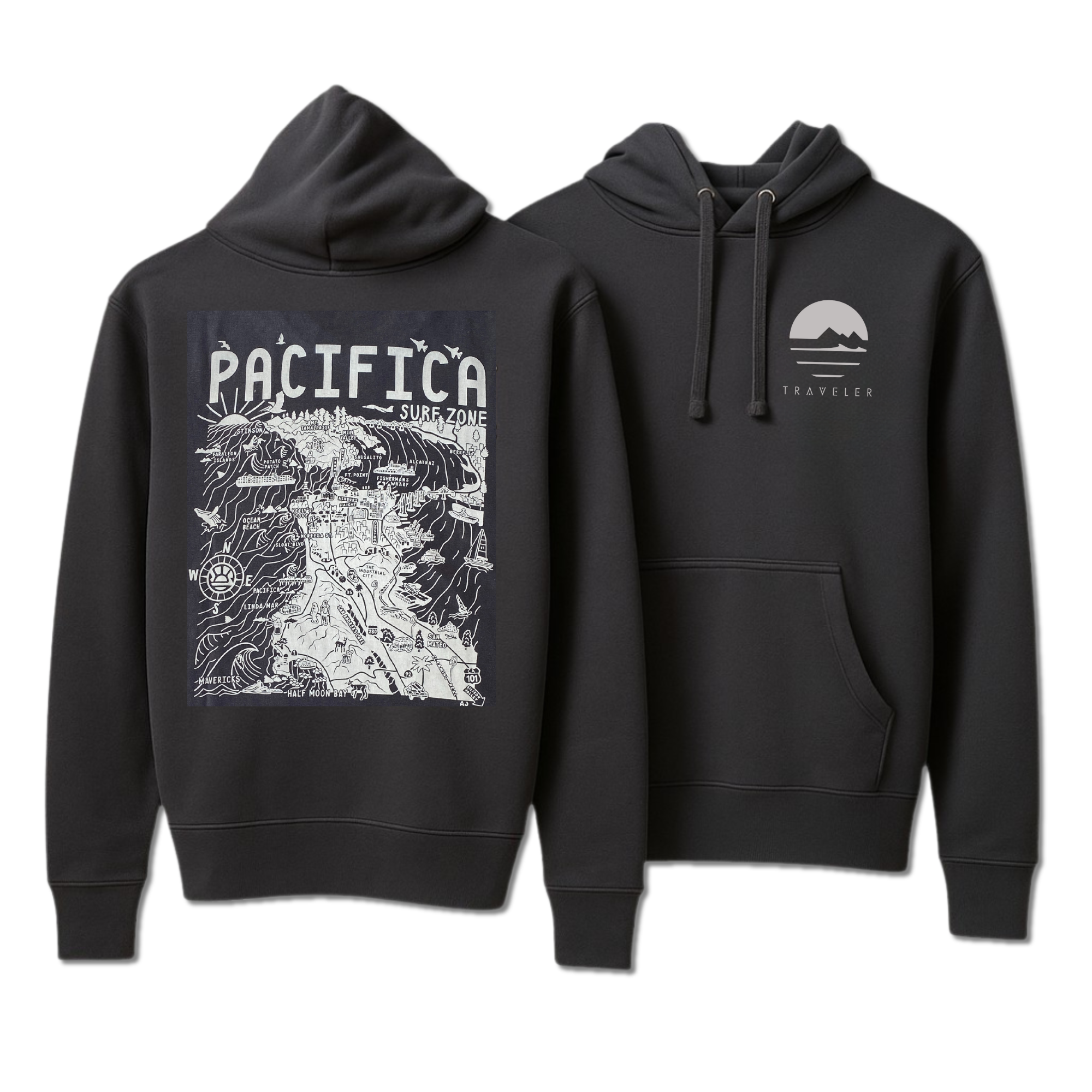 Pacifica Map Hoodie | Traveler Surf Club